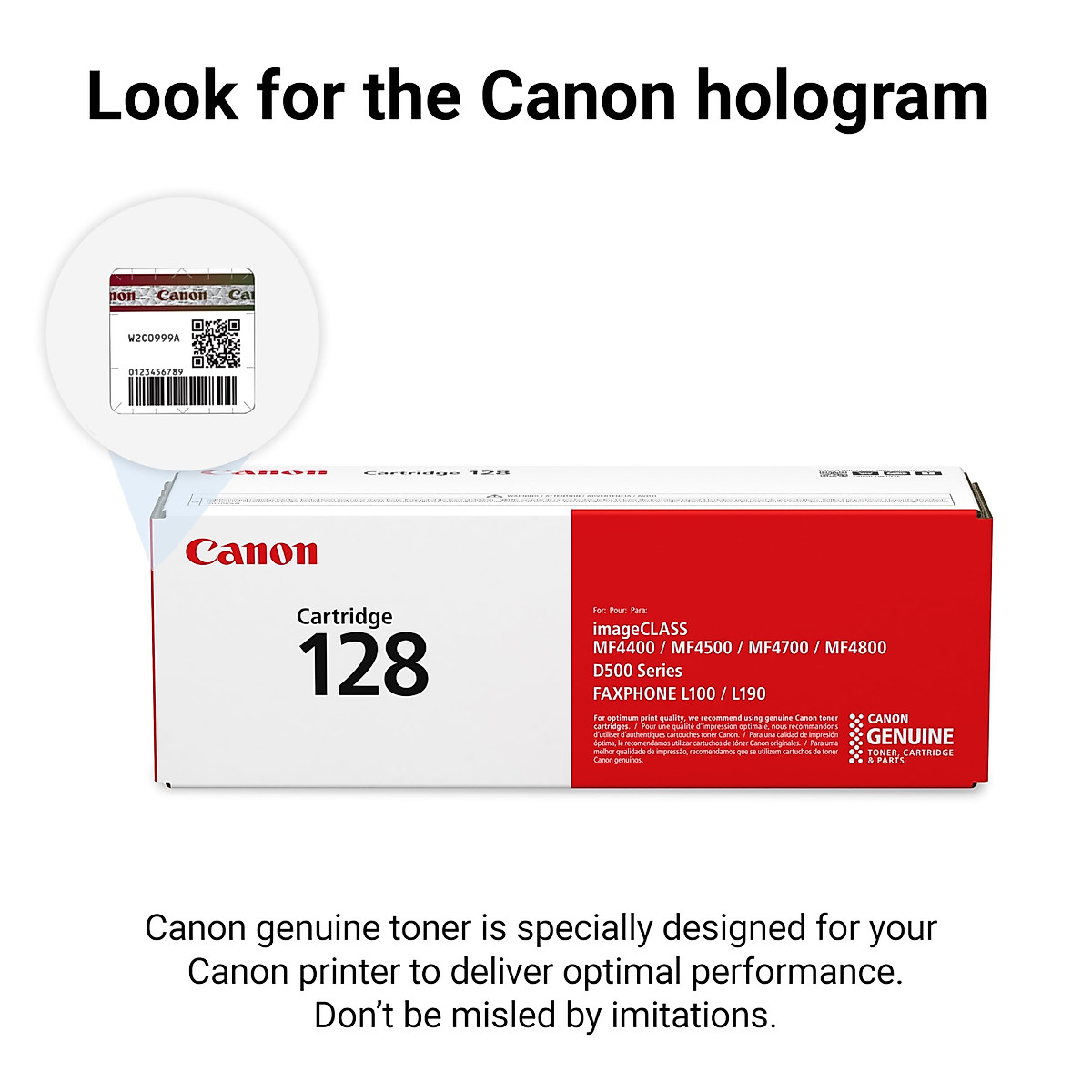 Canon Genuine Toner Cartridge 128 Black (3500B001), 1-Pack, for Canon imageCLASS MF4450, MF4500/4700/4800 Series, D500 Series, L100, L190 Laser Printer