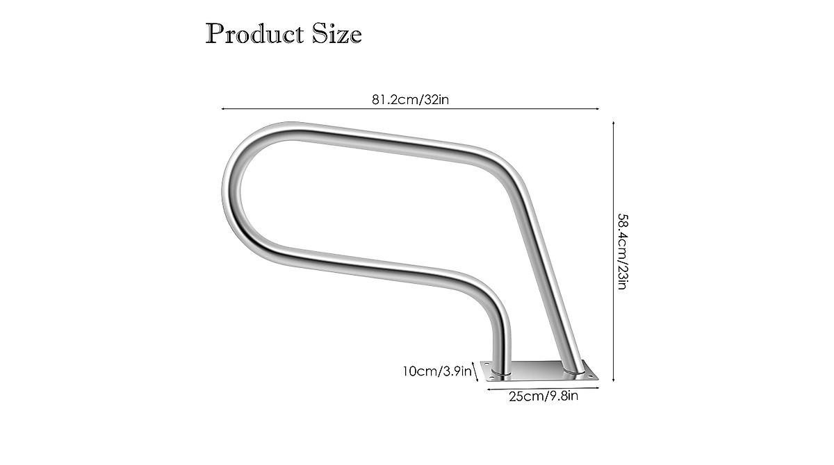 Stainless Steel Pool Handrail 32x23 - Rustproof Safety Pool Railing