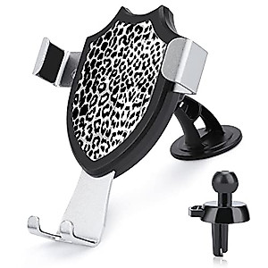 Black and White Leopard Print Car Phone Holder Long Arm Suction Cup Phone Stand Universal Car Mount for Smartphones