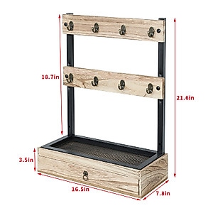 Yuzehuaza Wood Mug Cup Rack Stand with Drawer,2 Tier Countertop Coffee Mug Storage Holder for Coffee Mug Cups Display Organizer Hook,Hold 8 Mugs