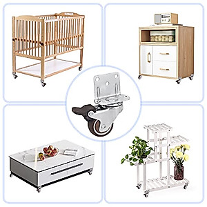 Side Mount Casters Set of 4 with Brake,1.5inch L-Shape TPR Plate Casters,Small Wheels for Furniture Wheels, Baby Bed, Suitcase, Cabinet Wheels, Table Casters, Loading Capacity 200 Lbs (1.5” L-Shape)