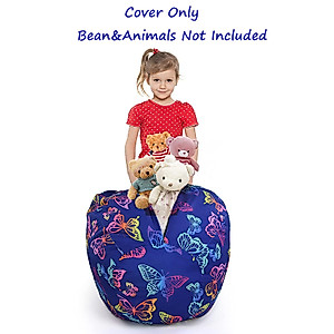KABOER Bean Bag Cover for Kids,200L Stuffed Animal Storage Bean Bag Chair Cover |Stuffable Zipper Beanbag for Organizing Children Soft Plush Toys (32x29inch)