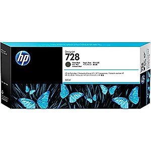 HP 728 Matte Black 300-ml Genuine Ink Cartridge (F9J68A) for DesignJet T830 MFP & T730 Large Format Plotter Printers