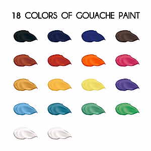 HIMI Gouache Paint Set Jelly Cup 18 Vibrant Colors Non Toxic Paints with Portable Case Palette for Artist Canvas Painting Watercolor Papers, Rich Pigment, 30ml/Cup