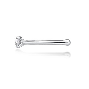 Lavari Jewelers 22 Gauge Straight Bone Stud Nose Ring in 14k White Gold with 2 mm Cubic Zirconia
