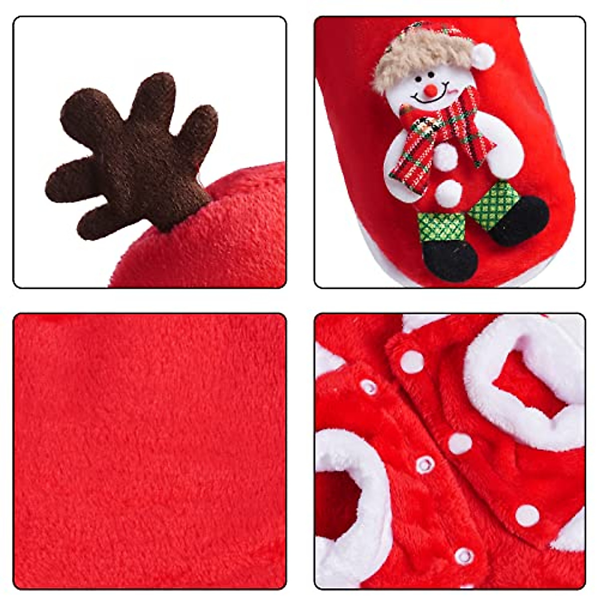 Pet Christmas Costume Santa Claus Dog Cat Cosplay Dress Outfits Warm Clothes Jumpsuit for Winter Xmas Puppy Dress Up Outfit Photo Props Accessories (Large)