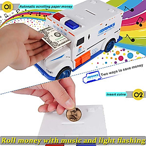 Yoego Kids Money Bank, Electronic Piggy Banks, Great Gift Toy for Kids Children, Cool Armored Car Bank Password Coin Bank, Perfect Toy Gifts for Boys Girls (White)