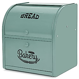 Olebes Bread Box, Metal Bread Box For Kitchen Countertop, Bread Storage Container Holds 2 Loaves Of Bread, High Capacity Breadbox, Bread Holder Suit Farmhouse Kitchen Decor For Counter