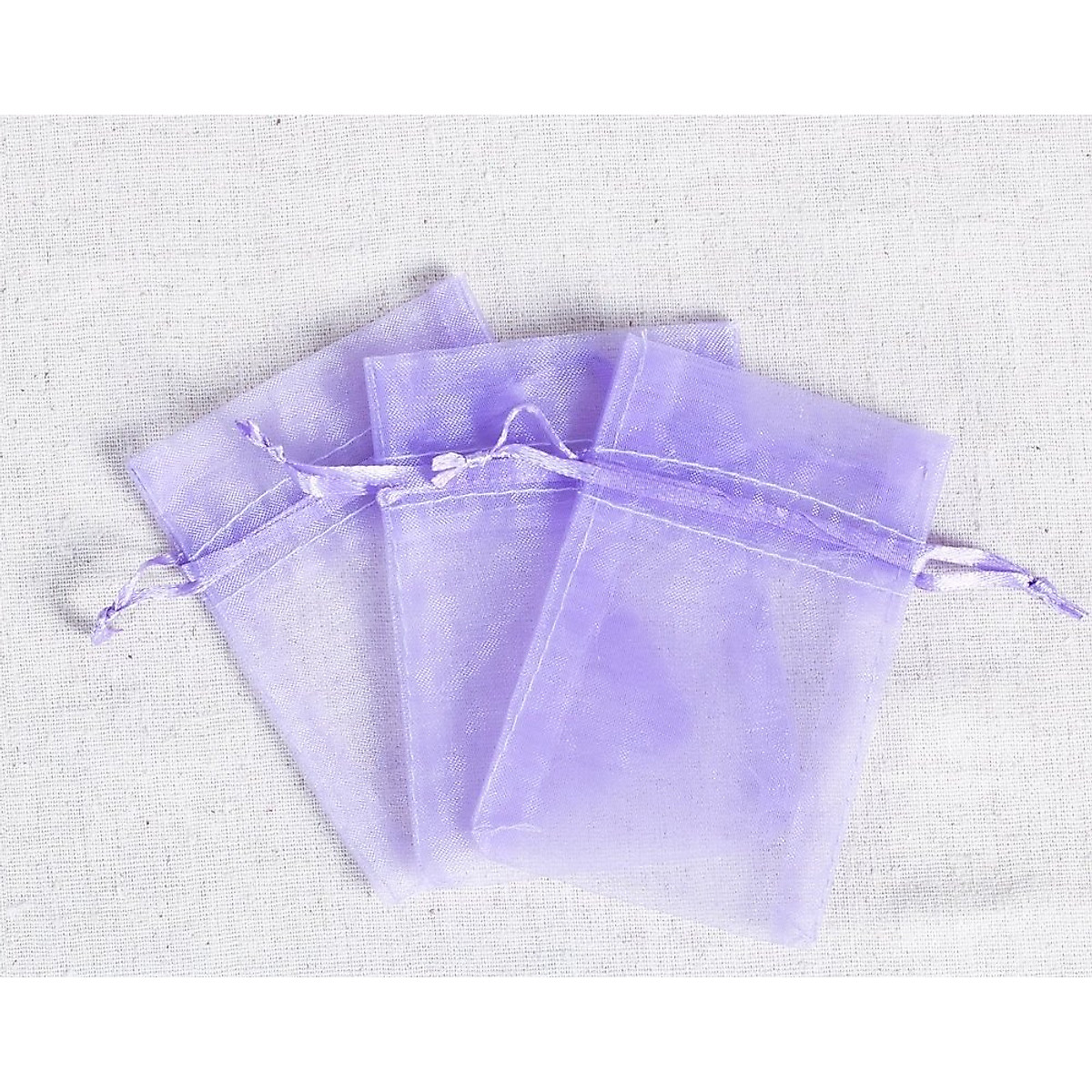 Wudygirl 100pcs 3.9 by 4.7 inches Organza Bags Drawstring Wedding Party Favor Jewelry Perfume Storage Sachets Soaps Marbles Coins Buttons Gift Bag(Lilac 3x4)