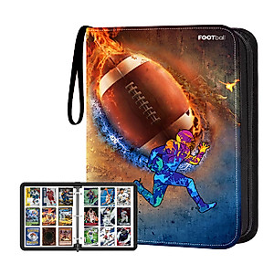 HESTECH Football Card Binder with Sleeves 3 Ring Binder, Fits 900 Pockets Sports Card Holder Protectors Albums Card Storage Box Organizer Case for Baseball Basketball Gaming Trading Cards MTG