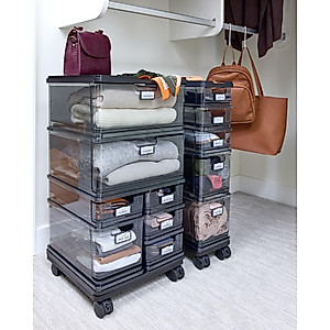 iDesign The Sarah Tanno Collection Small 5-Drawer Stacking Cosmetic Organizer Cart, Smoke/Black