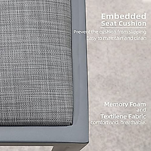 PURPLE LEAF Bar Stool Set of 4 Aluminum Counter Height Bar Chair Patio Rattan Stool for Outdoor and Indoor Modern Barstool