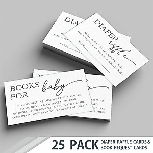 Set of 25 Baby Shower Invitations with Envelopes, Diaper Raffle Tickets and Baby Shower Book Request Cards, Minimalist Hello Baby, Modern Black and White Theme Theme Gender Reveal Party(YQKTZ-A10)