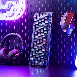 Redragon K632 PRO 60% Wireless RGB Mechanical Keyboard, BT/2.4Ghz/Wired Tri-Mode Ultra-Thin Low Profile Gaming Keyboard w/No-Lag Connection, Dedicated Media Control & Linear Red Switch