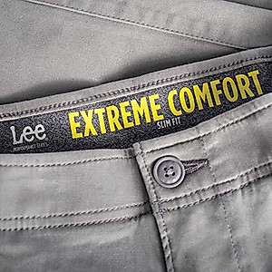 Lee Men's Extreme Motion Flat Front Slim Straight Pant Black 34W x 32L