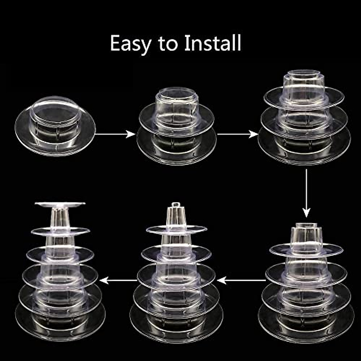 Candora 6-layer Round Macaron Tower Cake Stand Macaron Display Rack for Wedding Birthday Dessert Stand Cake Plate