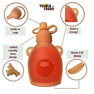 TULULU Foody Reusable Food Pouches Silicone-2pack/5oz-Refillable Homemade Food Storage Containers Kids Squease Pouch-Soft Reusable Baby Food Pouches for Toddlers