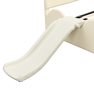 Merax, Beige Size Upholstered Platform Bed Frame, Children's Slide and LED Light for Girls, Full(Piglet Headboard)