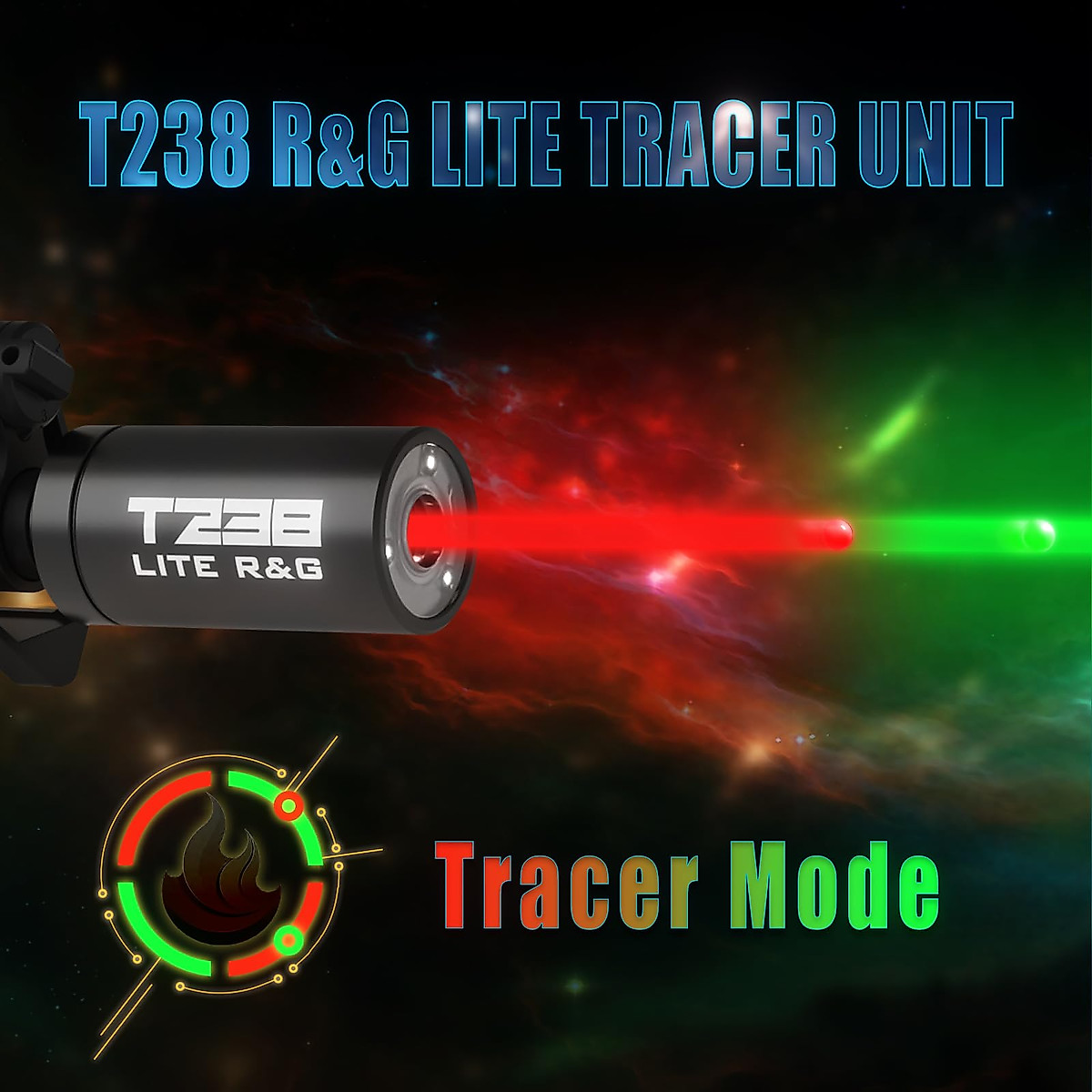T238-LITE R&G Airsoft Tracer Unit, Spitfire Tactical Muzzle Flash Simulator for Airsoft/Gel Blaster with 14mm CCW Threaded Interface