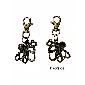 QiChi Bronze Color Octopus Keychain Steampunk swivel clasp