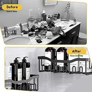 Shower Caddy Set of 5 – 2 Large Stainless Steel Shower Racks with 20 Hooks, 2 Soap Holders & 1 Toothbrush Holder