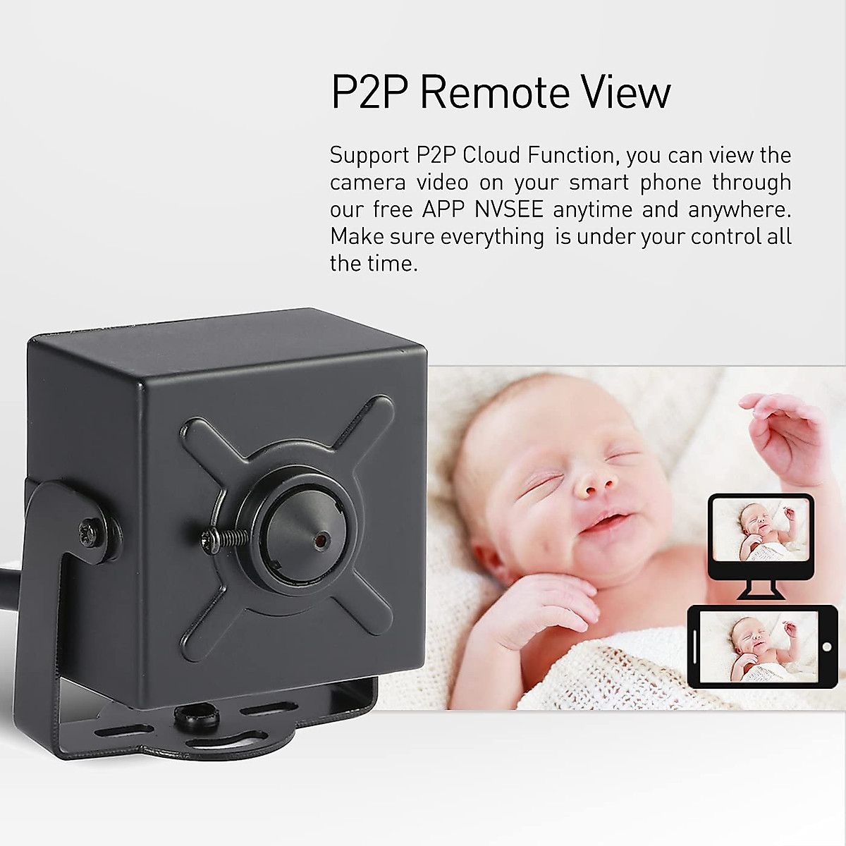 Revotech HD 3MP Mini Security POE IP Camera, 3.7 mm Pinhole Small Indoor Camera P2P Remote View CCTV Video Camera H.265(I706-2-P Black)