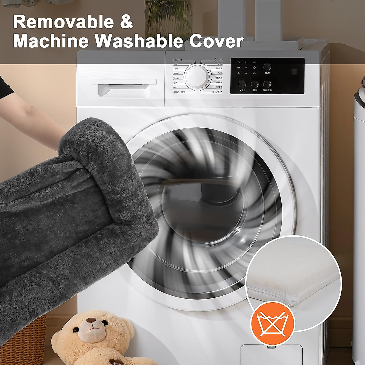 DogBaby Dog Beds for Large Dogs, Washable Large Dog Bed, Dog Couch Bed for Comfortable Sleep, Orthopedic Egg Foam Bolster Dog Bed with Removable Washable Cover and Nonskid Bottom Couch, Pet Bed