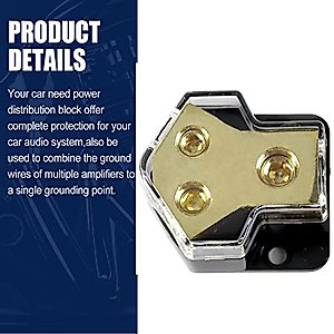 FEXON 2PCS 0/2/4 Gauge in 4/8 Gauge Out 2 Way Amp Copper Power Distribution Block for Car Audio Splitter