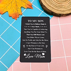 Wallet Insert Card for Son from Mom To My Son Inspirational Gifts Engraved Wallet Card Inserts Inspirational Card Birthday Graduation Wedding Gift Ideas Mom to Son Gifts Son Wallet Card from Mom