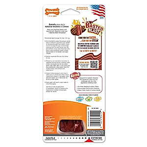 Nylabone Power Chew Basted Blast Dual Flavored Dog Chew Toys for Aggressive Chewers - Durable Dog Bones with 2 Layers of Flavor - Bacon and Steak Flavor, X-Large/Souper (1 Count)