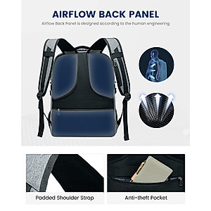 LOVEVOOK Travel Laptop Backpack Waterproof Anti Theft Backpack with Lock and USB Charging Port Large Computer Business Backpack for Men College Backpack (17 inch,DarkGrey