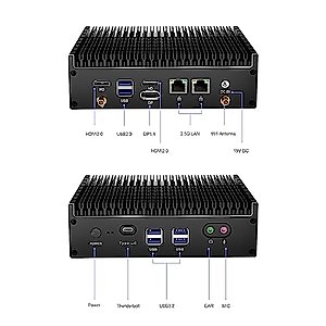 Mini PC Fanless，Intel 12th Core i7-1255U,10cores 12Threads, Slient Mini Desktop Computer 16G DDR4 1TB NVME SSD WiFi 6 BT 5.0, Dual 2.5G Ethernet,Build in Thunderbolt 4 and 4x4K Output