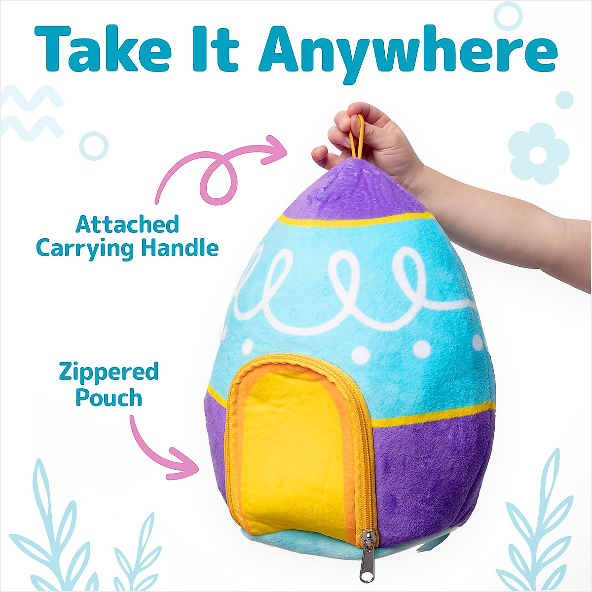 PREXTEX Easter Egg Stuffed Animals Plushie with Toy Accessories - Zip Up Small Toys with Storage | Kids Stuffed Animal Dolls, Baby Gift Bag, Party Favor, Birthday Gift Set | Baby Boy & Girl Age 3-5+