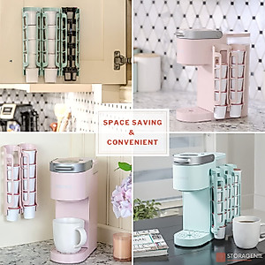 STORAGENIE Coffee Pod Holder for Keurig K-cup, Side Mount K Cup Storage, Perfect for Small Counters (2 Rows/For 10 K Cups, PINK)
