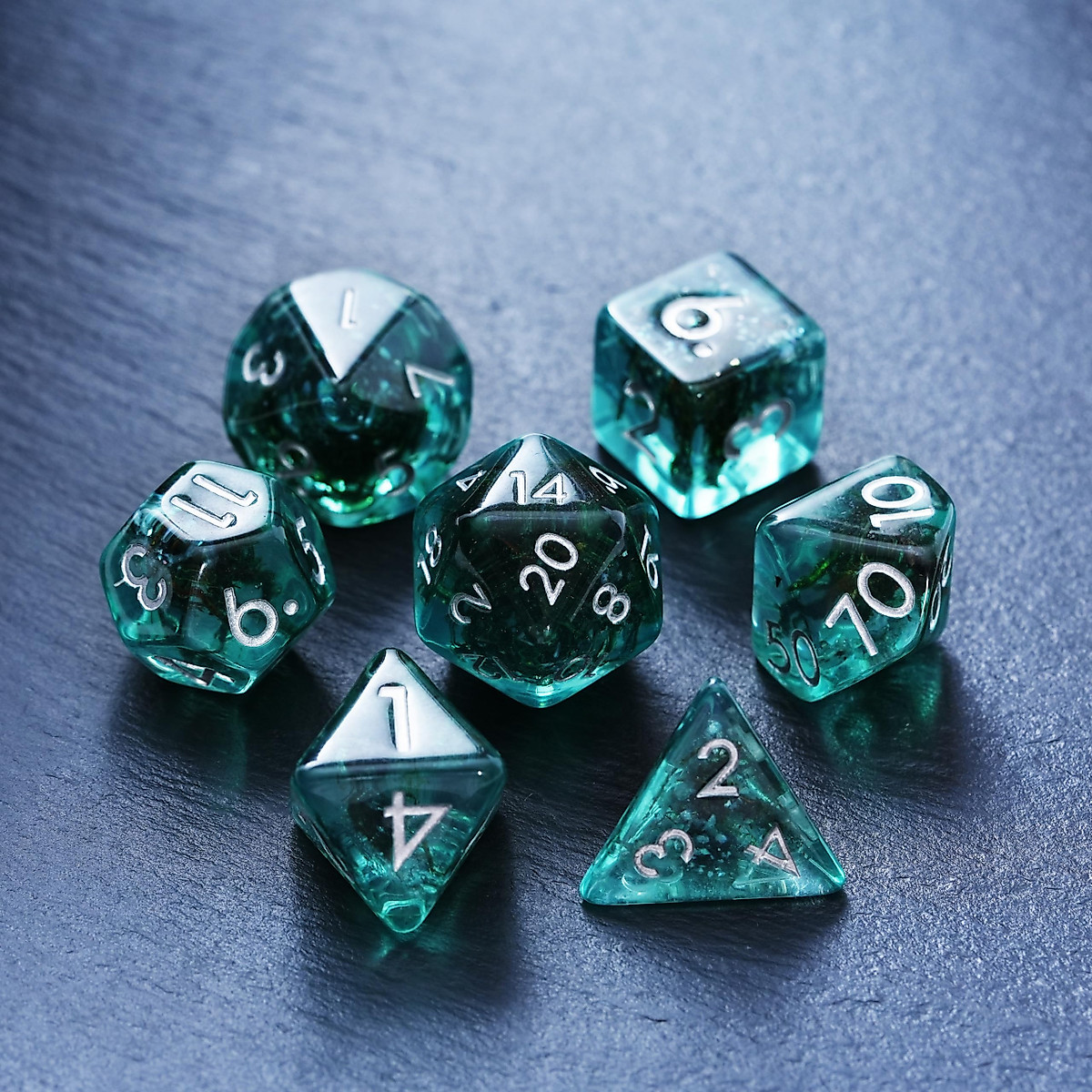 Ocean Moss Dice Set for DND - Unique Aquamarine Ocean Moss for Role Playing Games (RPG) - Detailed Stunning Textured Resin Polyhedral Dungeons and Dragons Dice Set for D&D, Pathfinder, and More