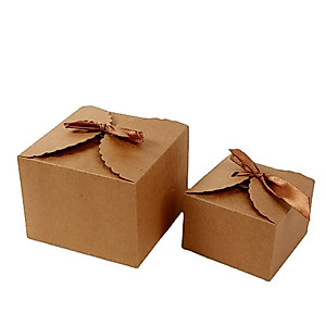 MODADA Gift Bags 12/24/48pcs Kraft Paper Candy Boxes Gift Packaging Square White Box for Cookie Wedding Party Favor Birthday Decor (Color : Kraft paper, Size : 12PCS_12X12X9CM)