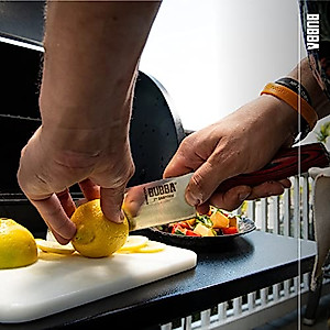 BUBBA Kitchen Series 7" Santoku Knife, an all-purpose kitchen knife for produce, veggies, fish or meat with a premium German Steel Blade for all your kitchen needs