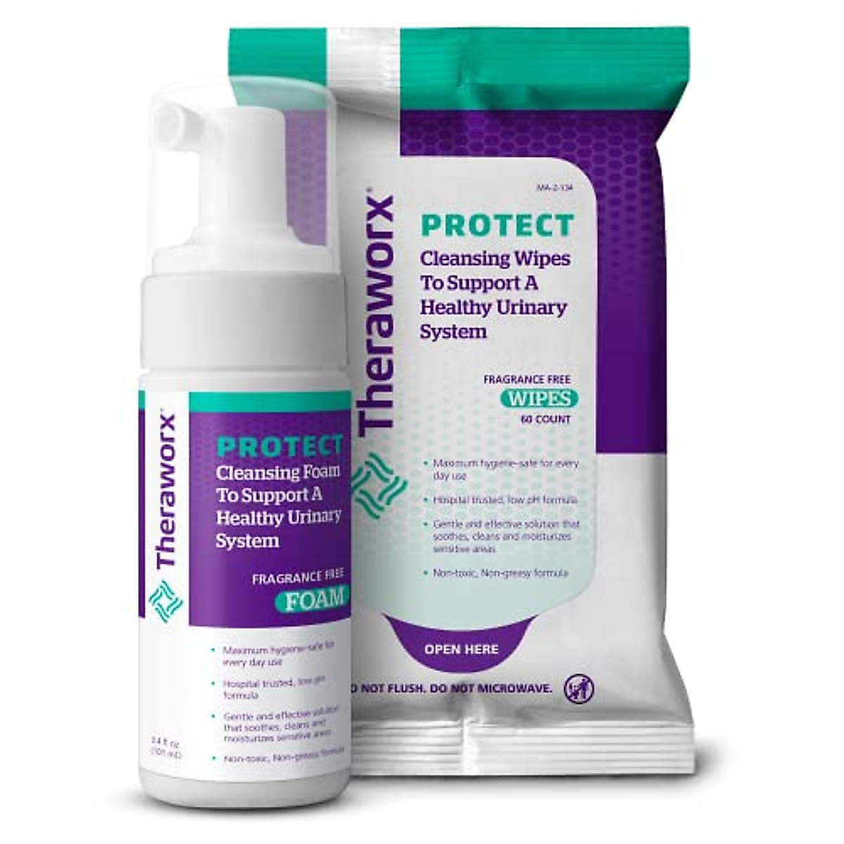 Theraworx Protect U-Pak 60-Ct Wipes & Hygiene Foam 3.4 oz for Urinary Health (Pack of 1)