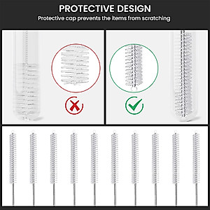 Straw Cleaner Brush Set, 10 Pieces 10 Inch Stainless Steel Handle Straw Brush Set, Extra Long Straw Brush for Tumbler, Sippy Cup, Water Bottle and Tubes (10inch)