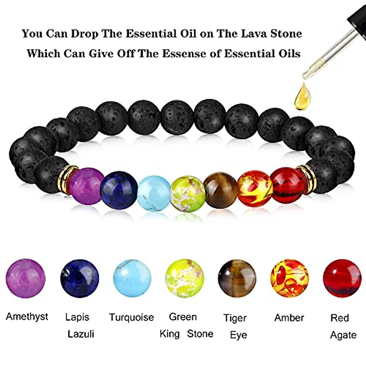 Hazms 18 Pcs Chakra Bracelets for Women Men-Crystal Bracelets Beaded Bracelets Lava Rock 7 Chakra Crystals and Healing Stones Bracelets 8mm Relief Yoga Menditation Beads Bracelets for Womens