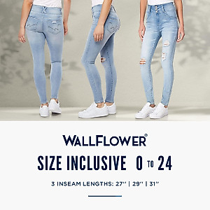 WallFlower Women's Sassy Skinny High-Rise Insta Soft Juniors Jeans (Standard and Plus), Riverton, 13