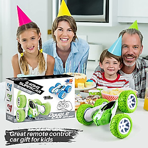 Voastvy Remote Control Car, 2.4GHZ-4WD Rc Cars,Double Sided 360Degree Tumbling and Rotating Stunt Car with Colorful Lights, Electric Toy Cars are Great Gifts for Boys and Girls