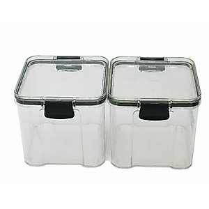PQZKLDP 2pcs Airtight Food Storage Containers 0.7L(23.7OZ)-with Lids BPA Free Clear Plastic Kitchen and Pantry Organization Canisters for Cereal, Dry Food Flour & Sugar - Labels, Marker & Spoon Set