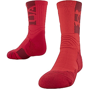 Under Armour Youth Playmaker Mid-Crew Socks, 1-Pair , Red/Cardinal , Small