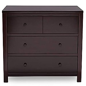 Delta Children Wood Unisex Nursery 3 Drawer Single Dresser - Dark Chocolate Brown