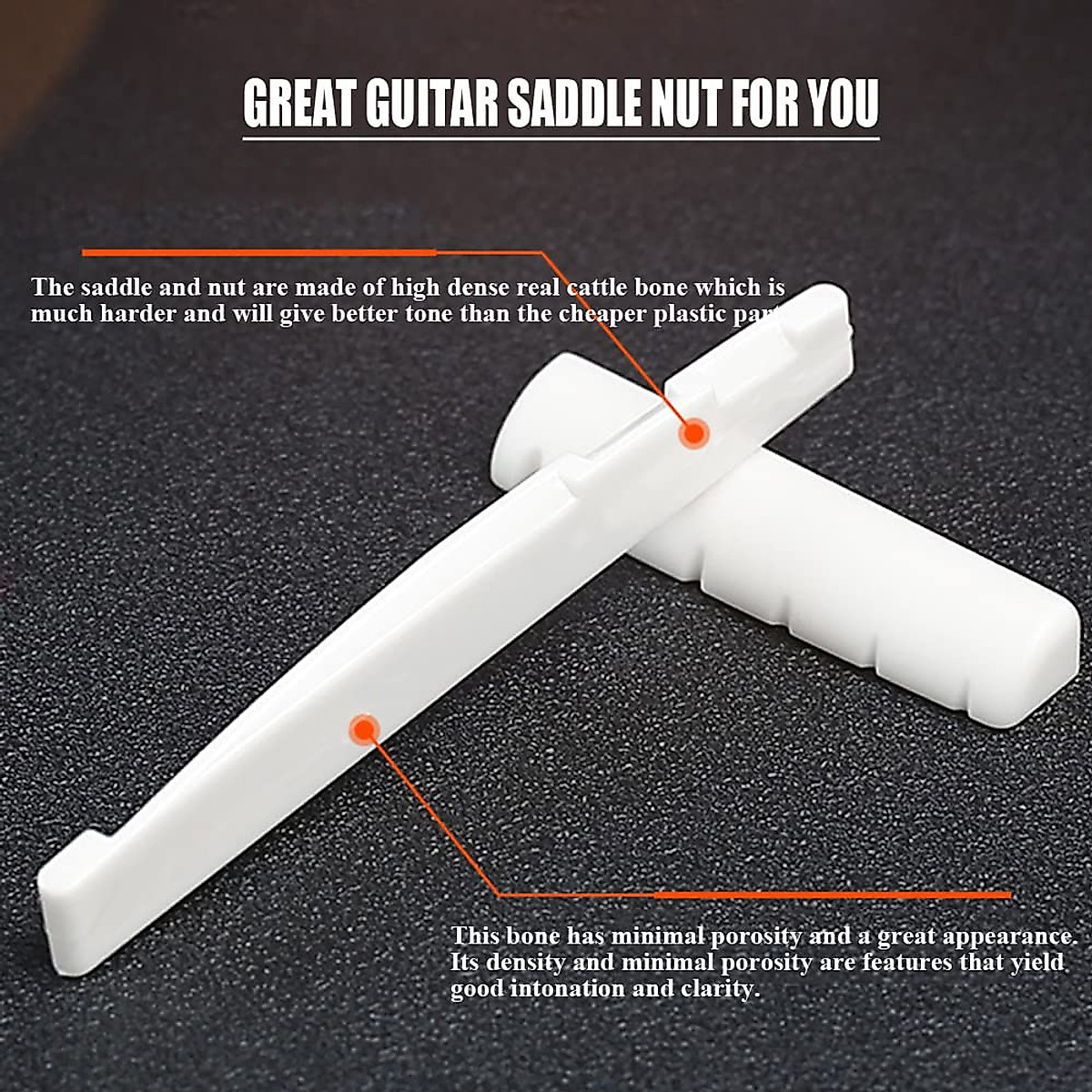 6 String Acoustic Guitar Bone Bridge Saddle and Nut Real Bone Parts for Acoustic Guitar Replacement