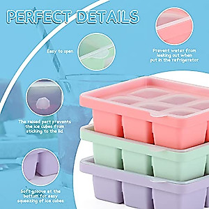 STARBRILLIANT Ice Cube Tray, Easy-Release Silicone Large Ice Moulds with Removeable LidsPerfect for Chilled DrinksFreezer, Baby Food, Whiskey and Cocktail, LFGB Certified (Set of 3(18 ice cubes))