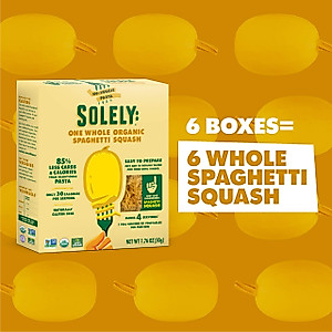 SOLELY Organic Dried Spaghetti Squash, 1.76 oz, Pack of 6 – Real Fresh Ingredients, Organic Pasta, Non-GMO, Vegan, Low Carb & Keto Friendly, Quick & Easy to Prepare, Vegetable Pasta