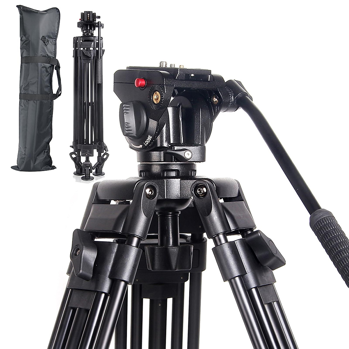 Video Tripod System, Regetek 72 Inch Professional Heavy Duty Aluminum Adjustable Photography Camera Tripod Stand with 360 Degree Fluid Drag Pan Head & Carry Bag for for Canon Nikon DV DSLR Camcorder