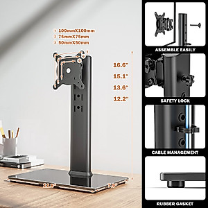 2 Pack Single LCD Computer Monitor Free-Standing Desk Stand Riser for 13 inch to 32 inch Screen with Swivel, Height Adjustable, Rotation, Holds One (1) Screen up to 77Lbs(HT05B-201)